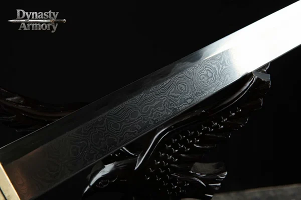 12 Inch Xuanfeng Tang Sword - Damascus Steel Blade with Ebony Sheath ...